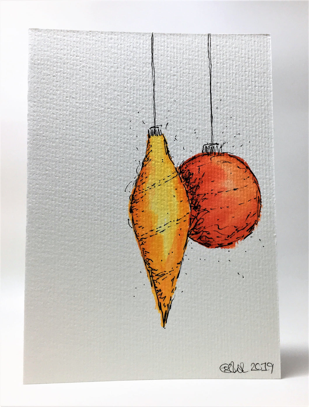 Original Hand Painted Christmas Card Bauble Collection Abstract