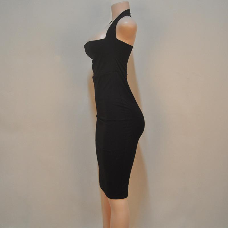 Women Sexy White Bodycon Bandage Dress Black Halter Strapless Sleevele