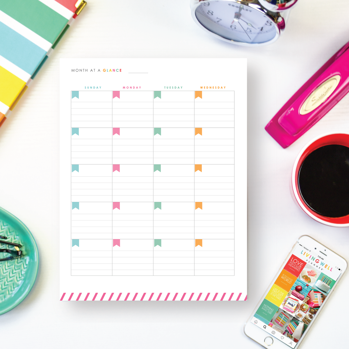 Editable Month At A Glance Editable Day At A Glance P