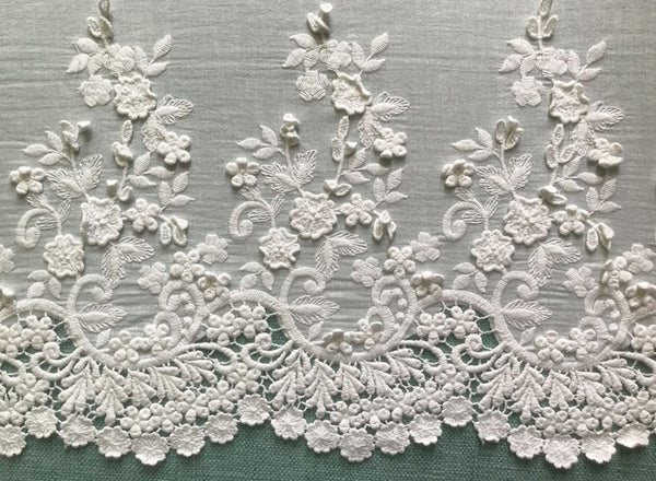 51” Width Premium Vintage 3d Floral Embroidery Lace Fabric By The Yard