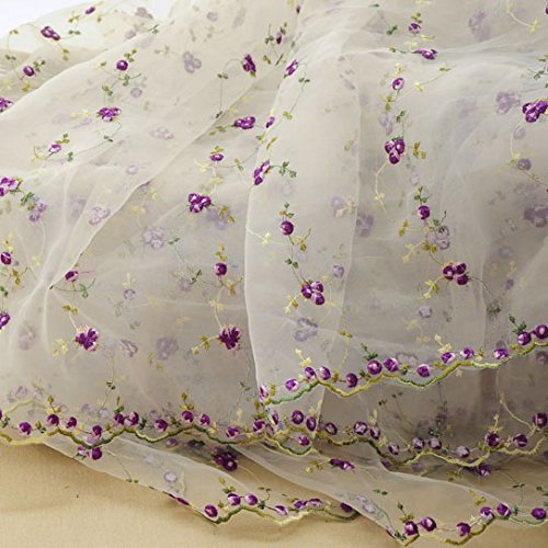 Premium Rose Embroidered Organza Lace Floral Fabric By The Yard Iriz