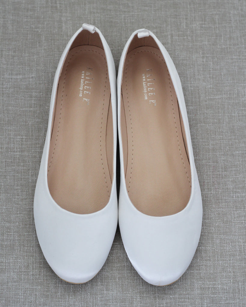 White Satin Wedding Flats Women Wedding Shoes Bridal Shoes