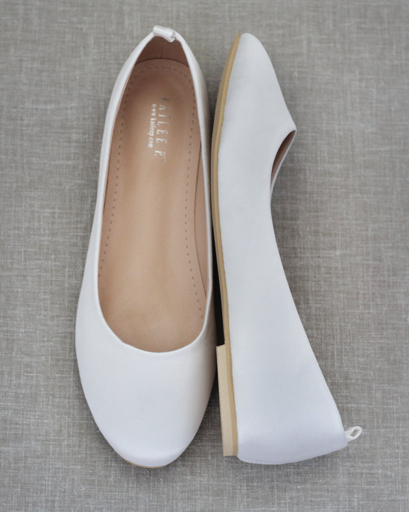 White Satin Wedding Flats Women Wedding Shoes Bridal Shoes