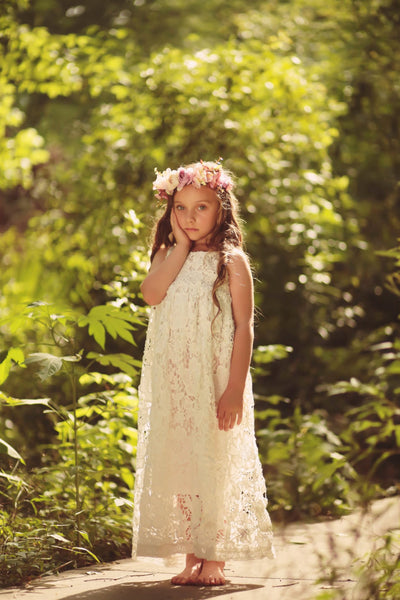 White Lace Rustic Maxi Dress Maidenlaneboutique