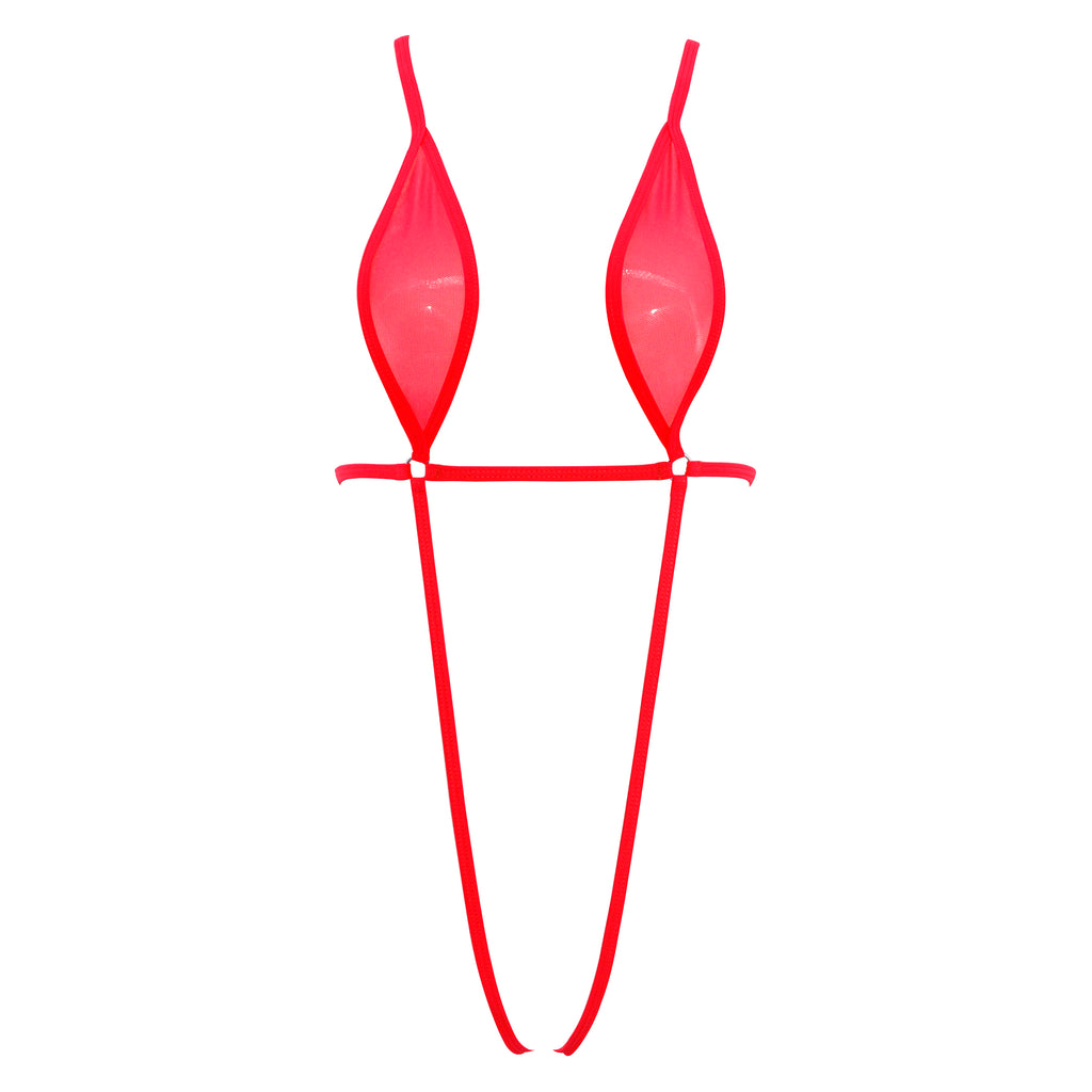 Sling Bikini Red See Through Extreme Slingshot Bikini Mini Micro