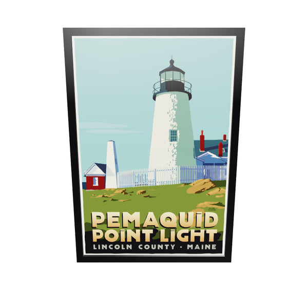 Pemaquid Point Light Art Print 36 X 53 Framed Travel Poster By Alan