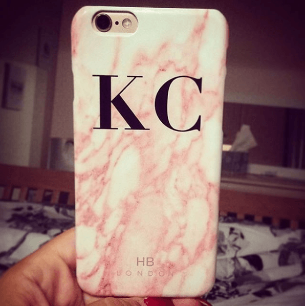 Personalised Pink Marble Initial Phone Case Hb London