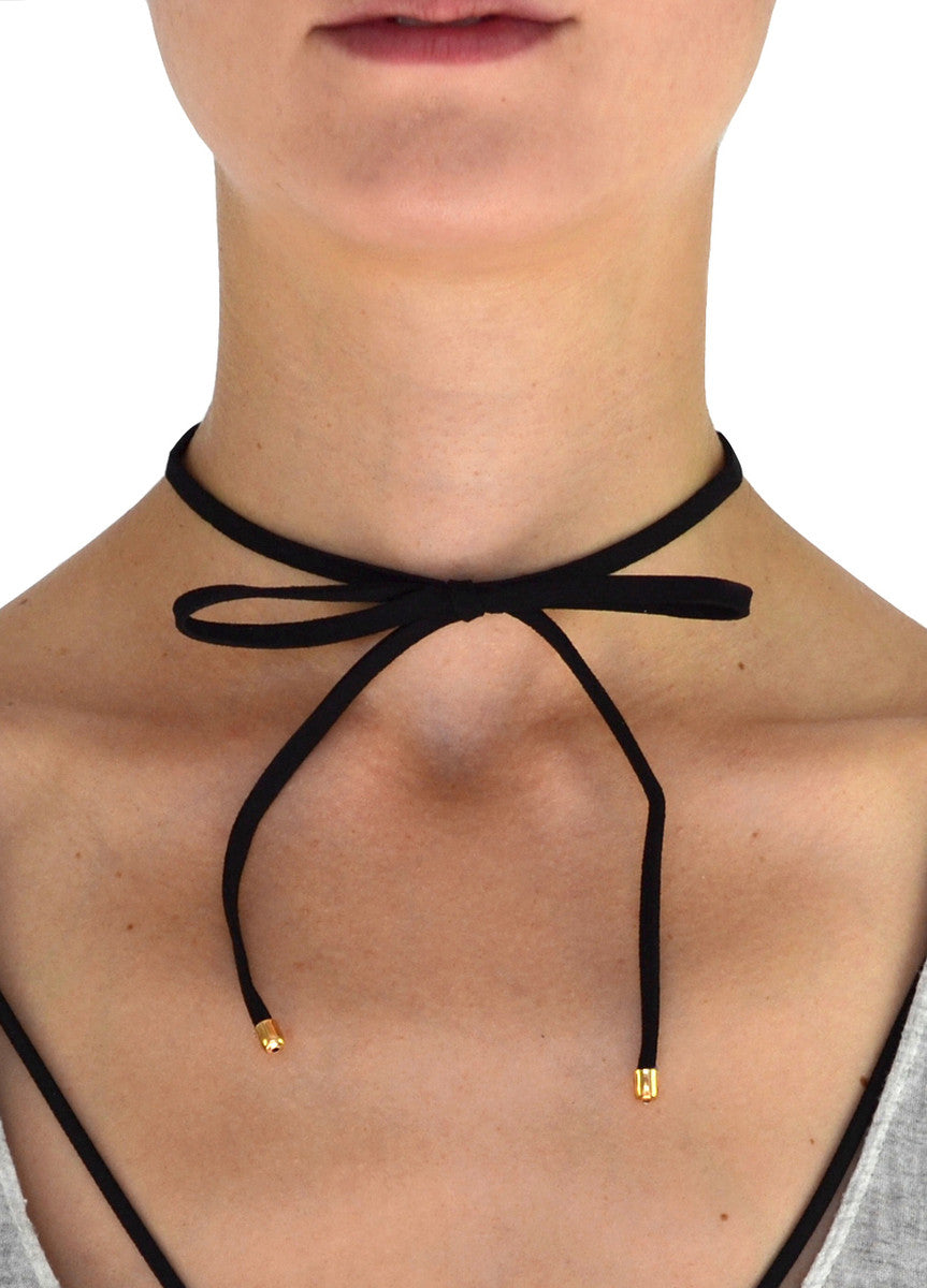 Black Suede Bow Tie Choker Necklace