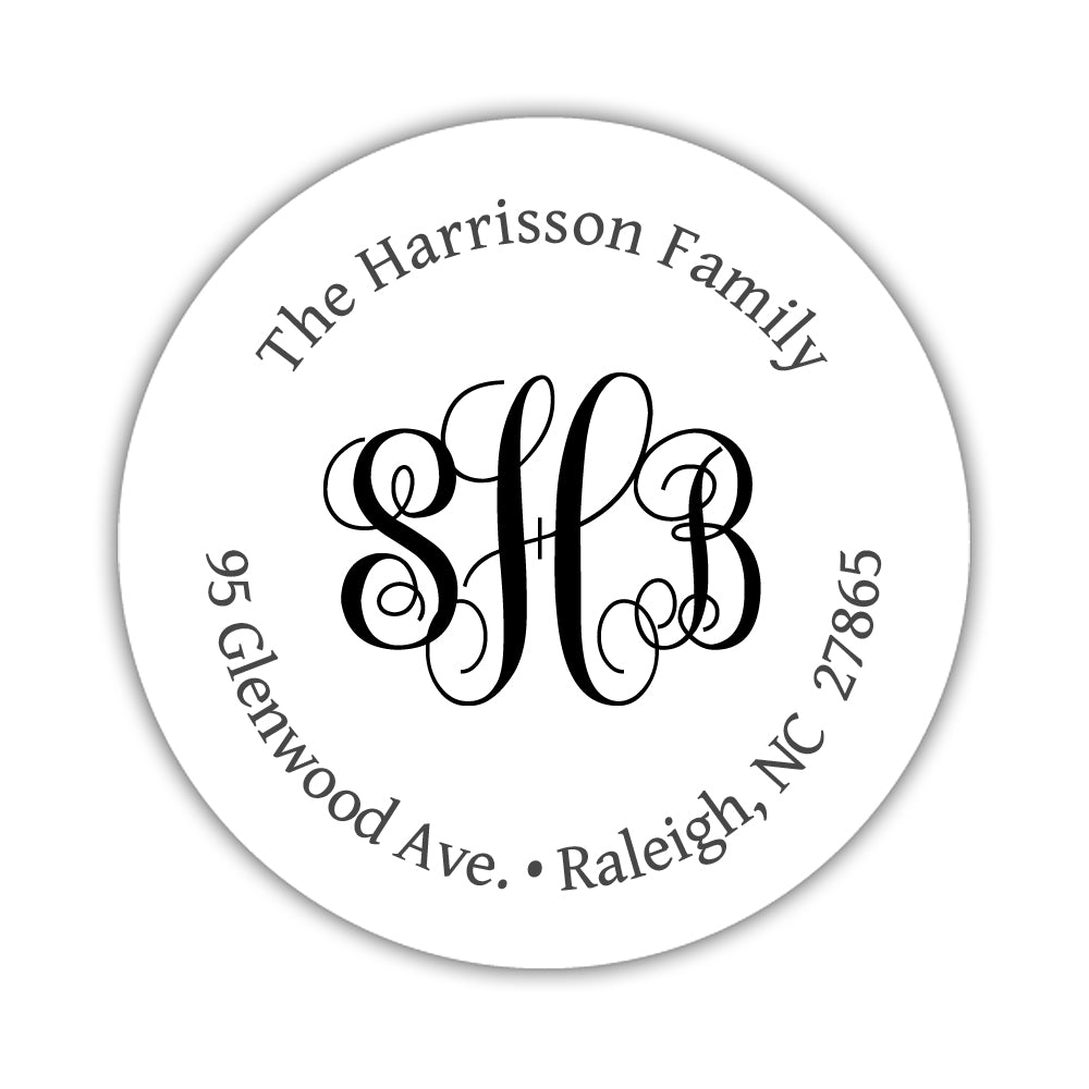 Round Return Address Labels Monogram Dazzling Daisies