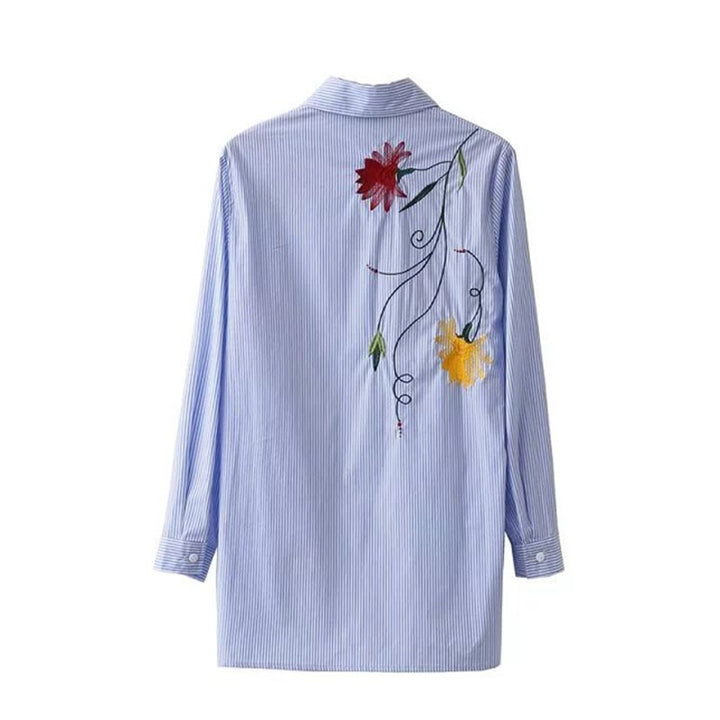 Womens Striped Shirt With Floral Embroidery Zorket Zorket