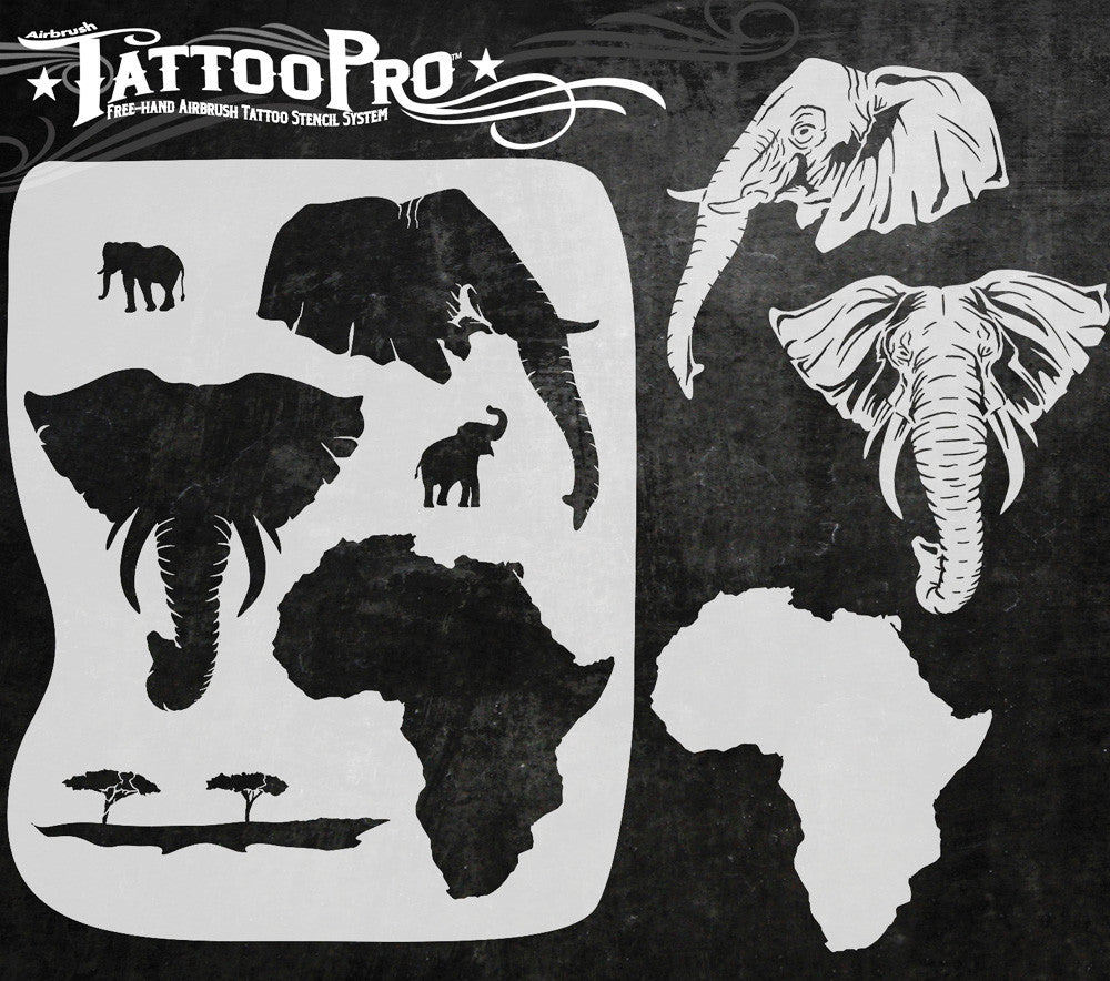 African Elephant Tattoo Pro Stencils