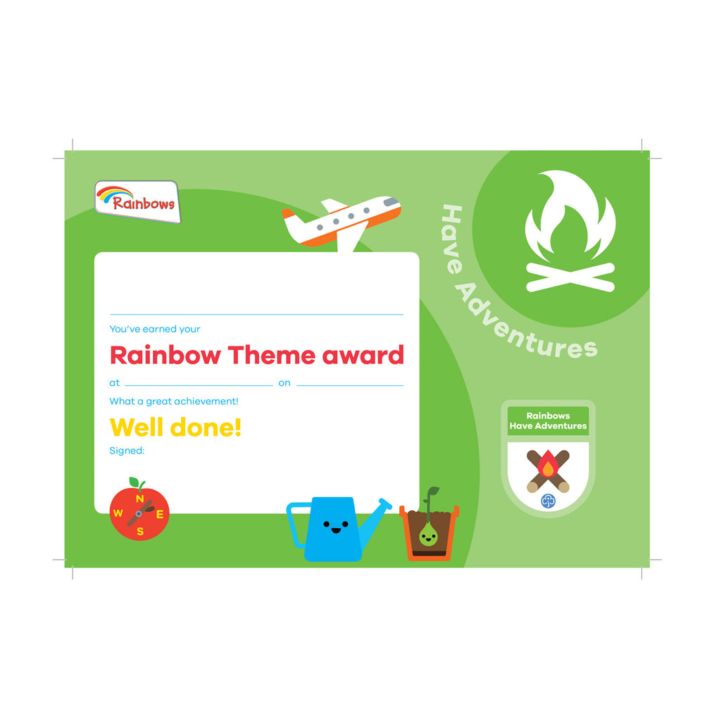 Theme Award Rainbows Have Adventures Certificate Girlguiding North