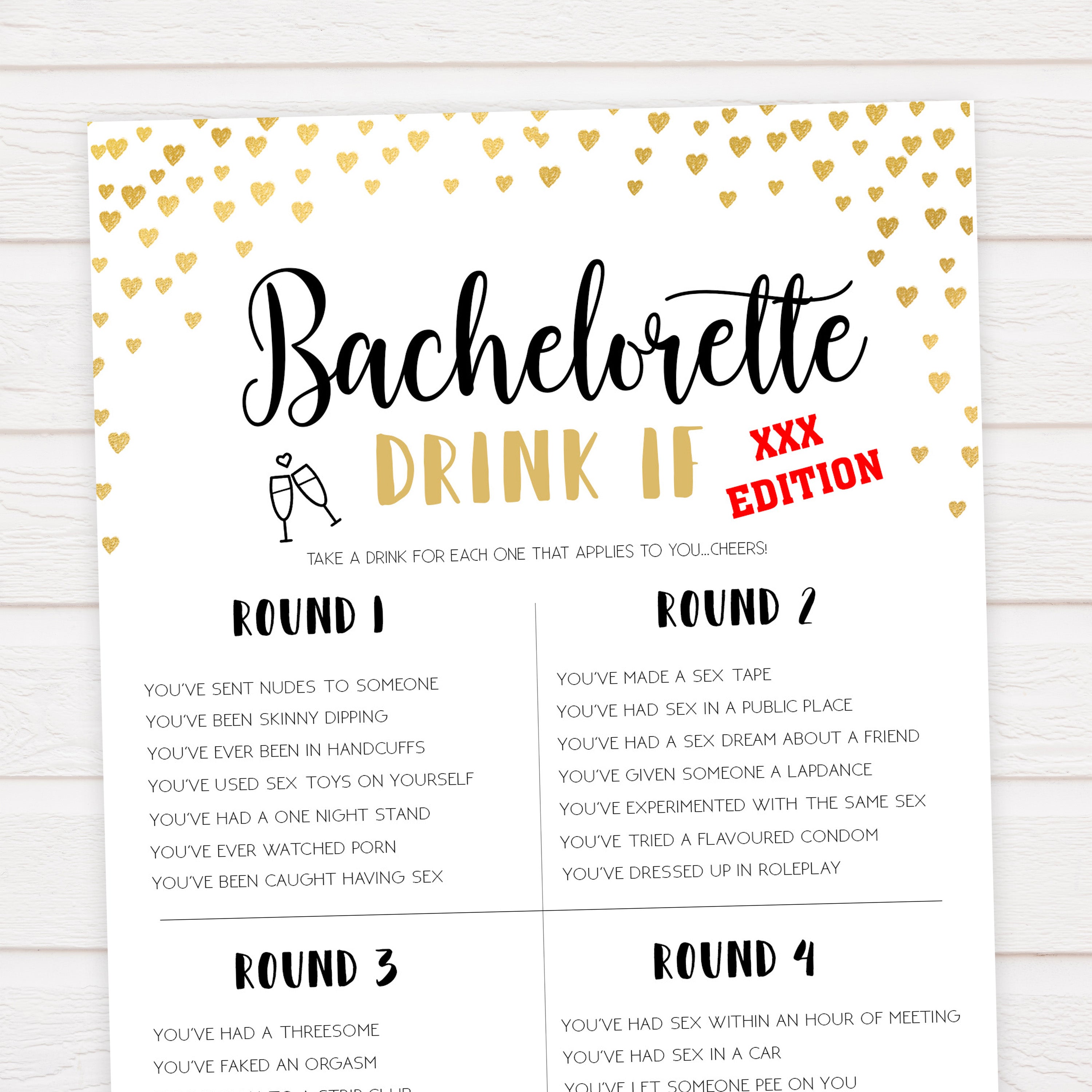 X Rated Bachelorette Drink If Game Shop Printable Bachelorette Games