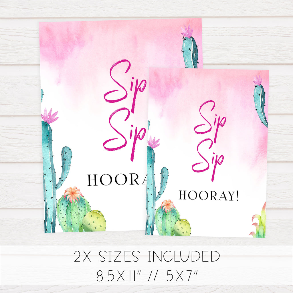 Sip Sip Hooray Bridal Shower Sign Printable Bridal Shower Decor