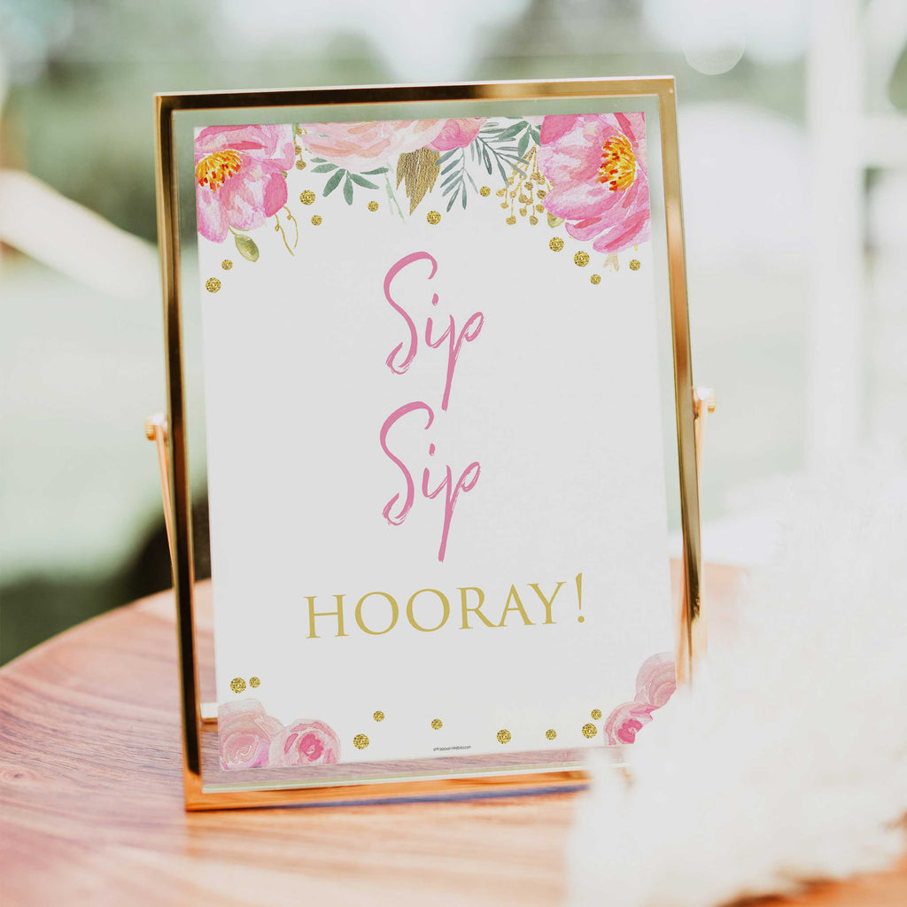 Sip Sip Hooray Bridal Shower Sign Printable Bridal Shower Decor