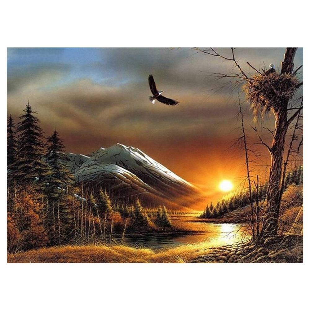 5d Diamond Painting Eagle Mountain Sunset Kit Bonanza Marketplace