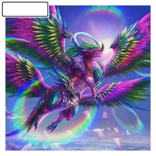 5d Diamond Painting Rainbow Feather Dragon Kit Bonanza Marketplace