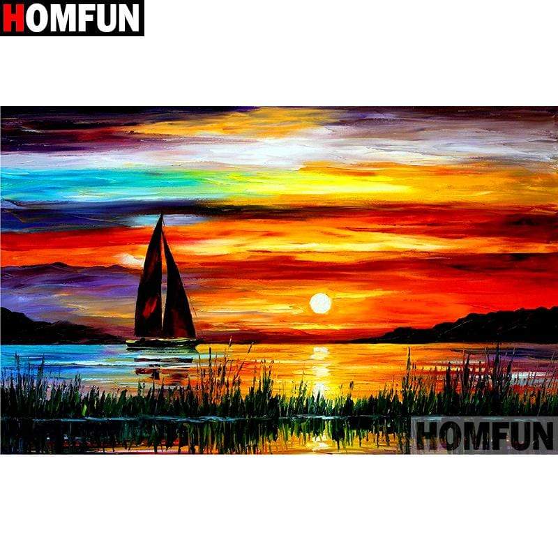 5d Diamond Painting Sailboat Sunset Kit Bonanza Marketplace