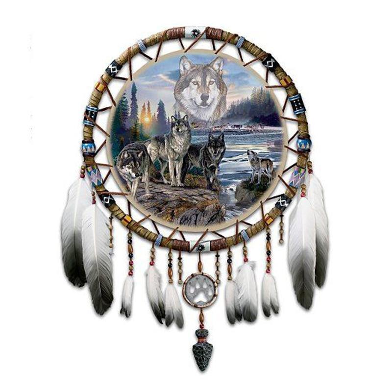 5d Diamond Painting Wolf Pack Dream Catcher Kit Bonanza Marketplace