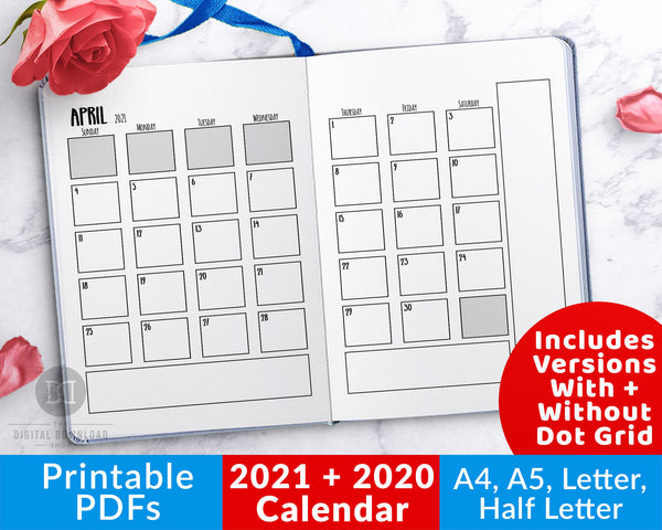 Bullet Journal Calendar Printable 2021 Free Letter Templates Vrogue