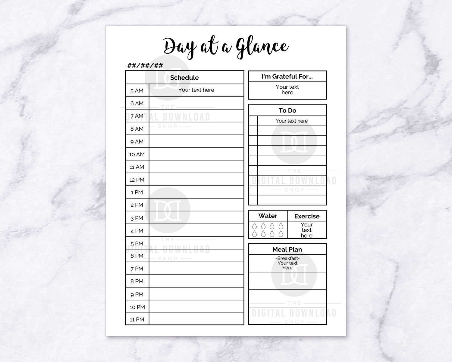 Editable Month At A Glance Editable Day At A Glance Printables The