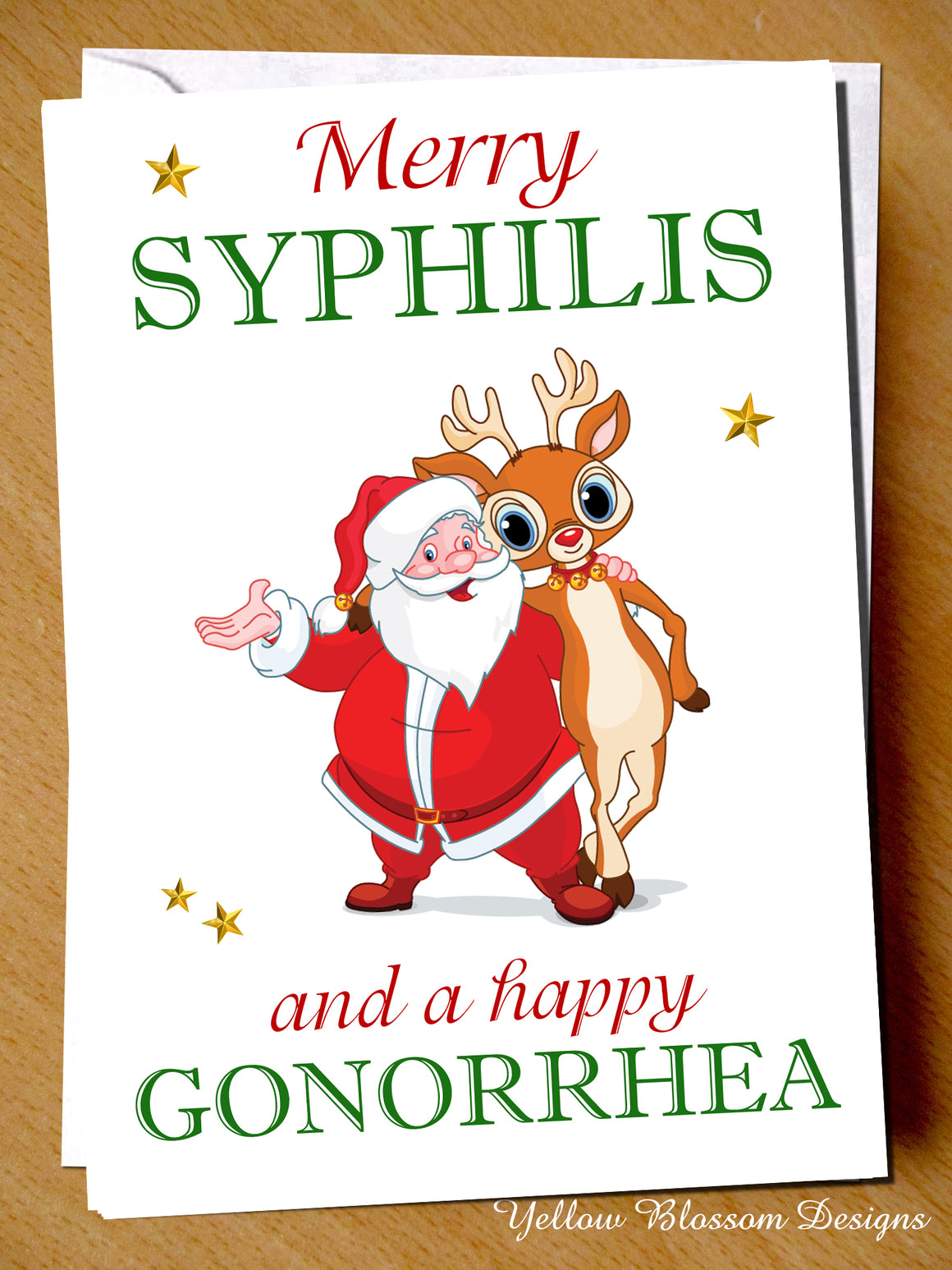 Funny Rude Christmas Greeting Card Merry Syphilis And A Happy Gonorrhea