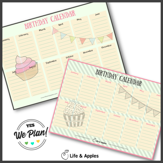 Perpetual Birthday Calendar Free Printable Life And Apples