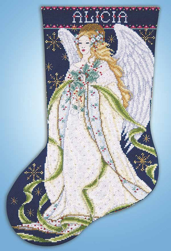 Holly Angel Christmas Stocking Cross Stitch Kit By Design Works The