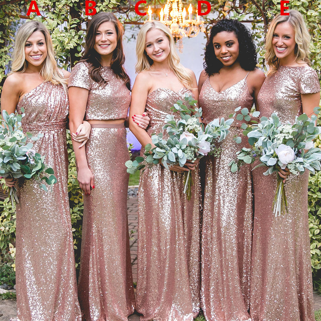 Long Bridesmaid Dress Sequin Bridesmaid Dress Mismatched Bridesmaid