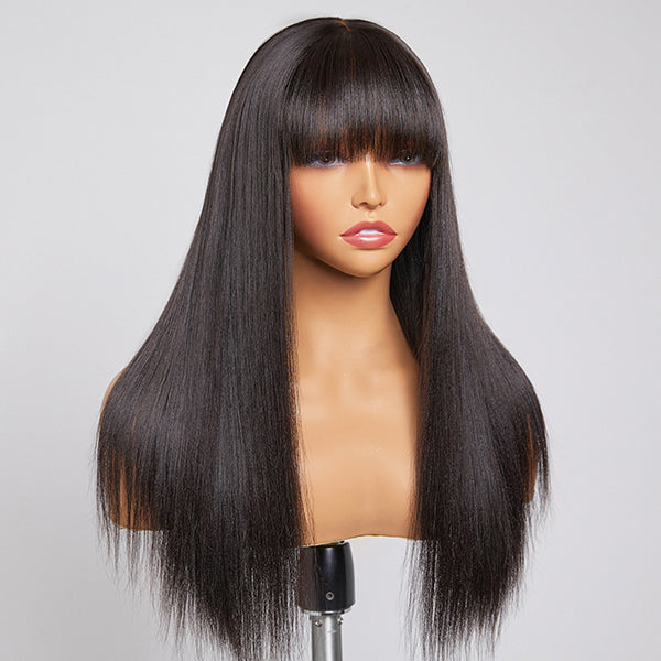 Yaki Straight Ultra Natural Undetectable Frontal Wig With Bangs Luvme