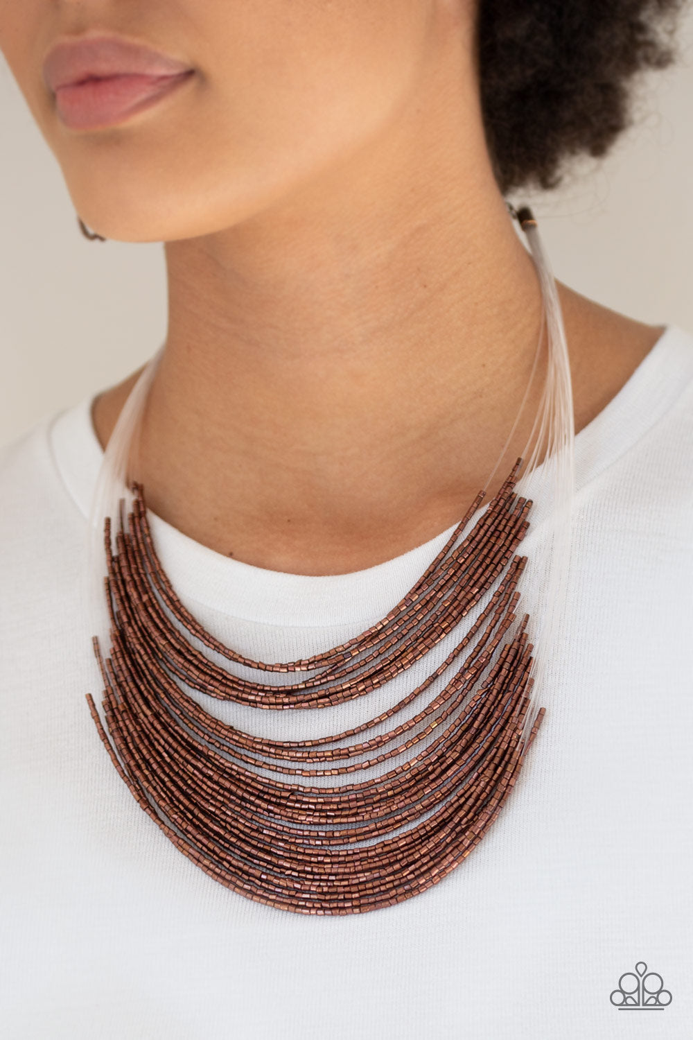 Paparazzi Catwalk Queen Copper Metallic Seed Bead Necklace And Earring