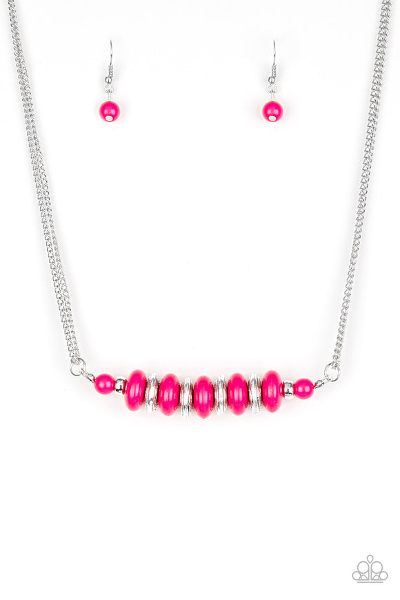 Paparazzi Vintage Vault On Mountain Time Pink Necklace And Earring Set