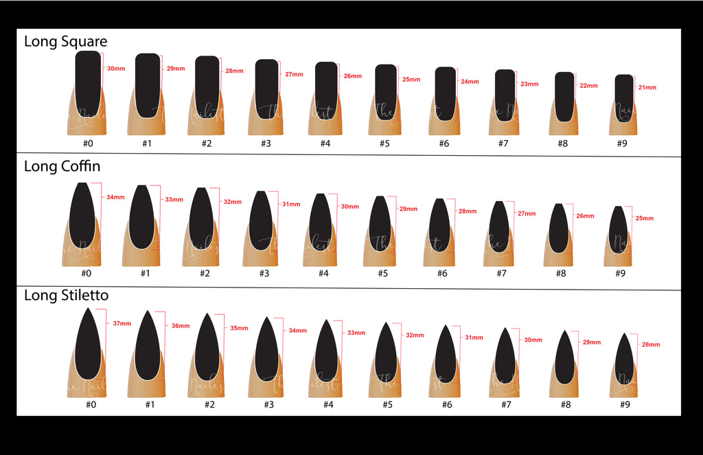 Press On Nail Sizing Chart False Nail Length And Shape Chart