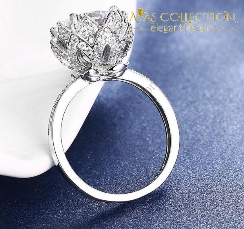 Lotus Flower Engagement Ring Avas Collection