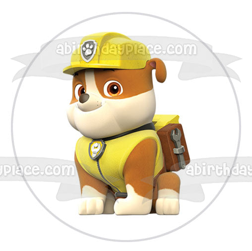 Paw Patrol Rubble Sitting Edible Cake Topper Image Abpid27277 A