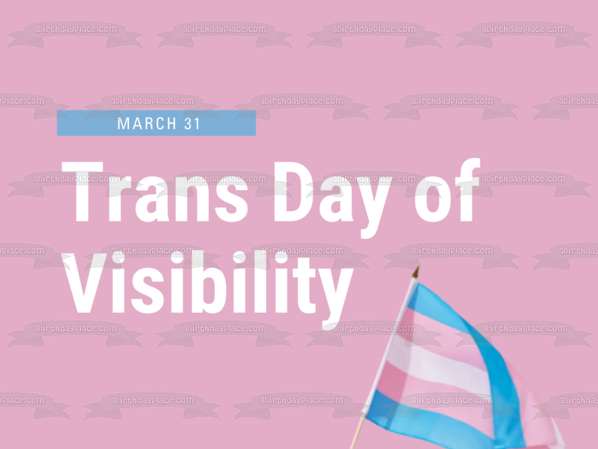 Trans Day Of Visibility March 31st Transgender Flag Edible Cake Topper