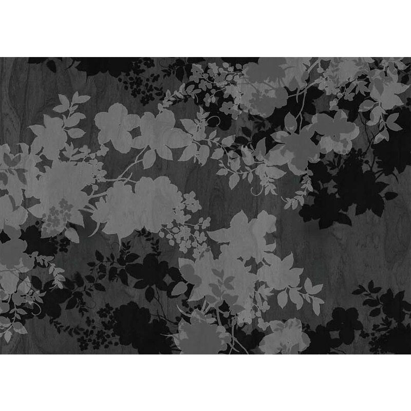 Custom Wallpaper Mural Black Leaves And Flowers Bvm Home