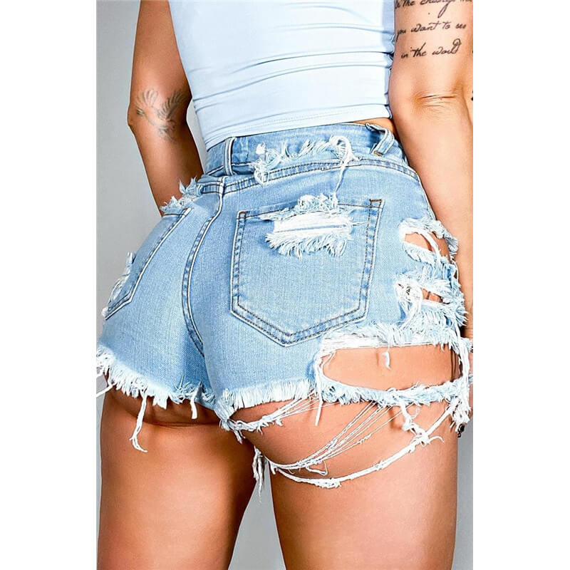 Ripped And Torn Denim Jean Shorts Women Frayed Raw Hem Shorts Hihalley