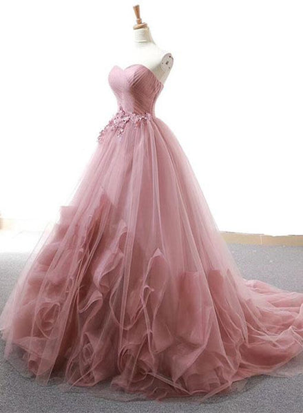 Dark Pink Sweetheart Gorgeous Formal Gown Pink Tulle Party Dresses P