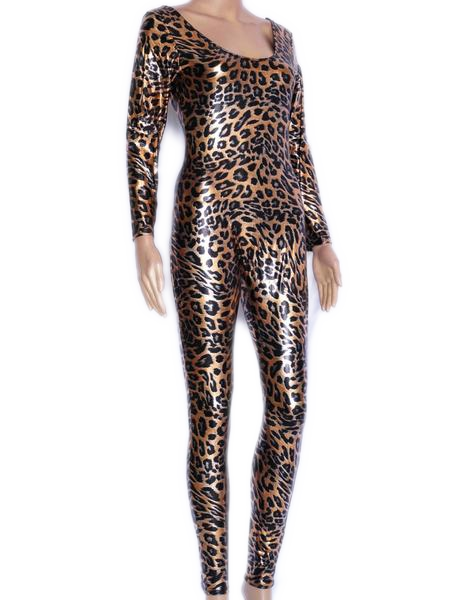 Voluptuous Leopard Print Zentai Catsuit Laidtex