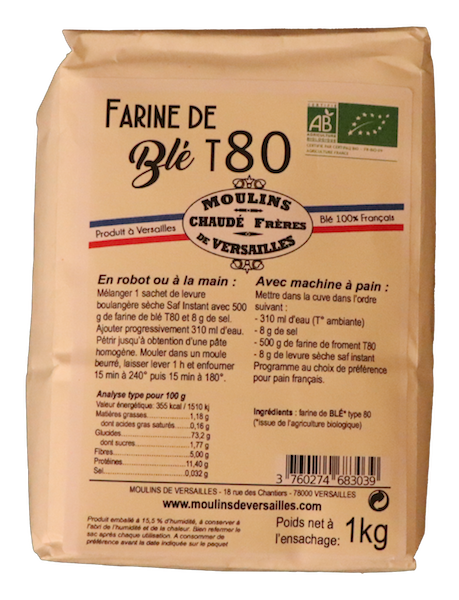 Farine Biologique De Blé T80 1kg Moulins De Versailles