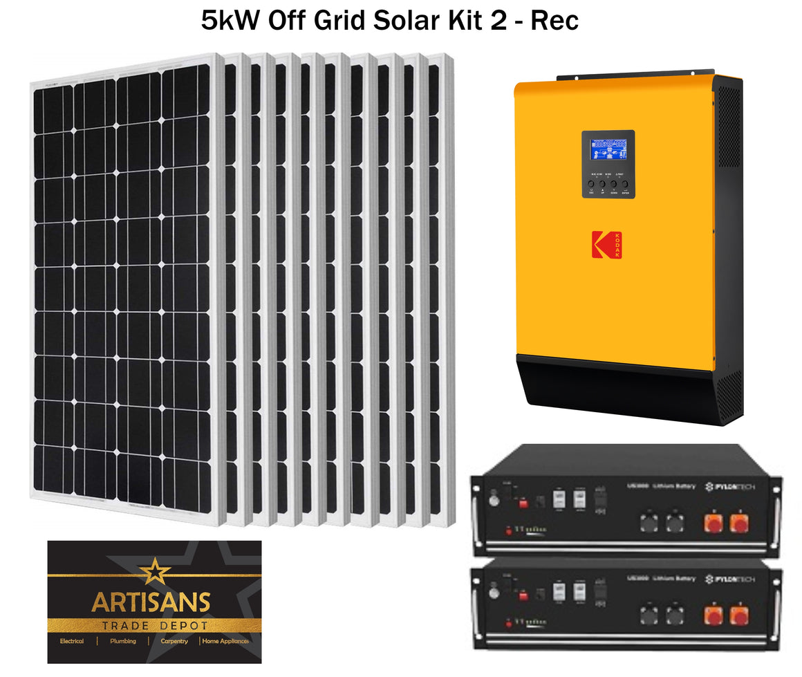 5kw Off Grid Solar Kit 2 Rec Pv Panels Inverter And Lithium Ion Ba