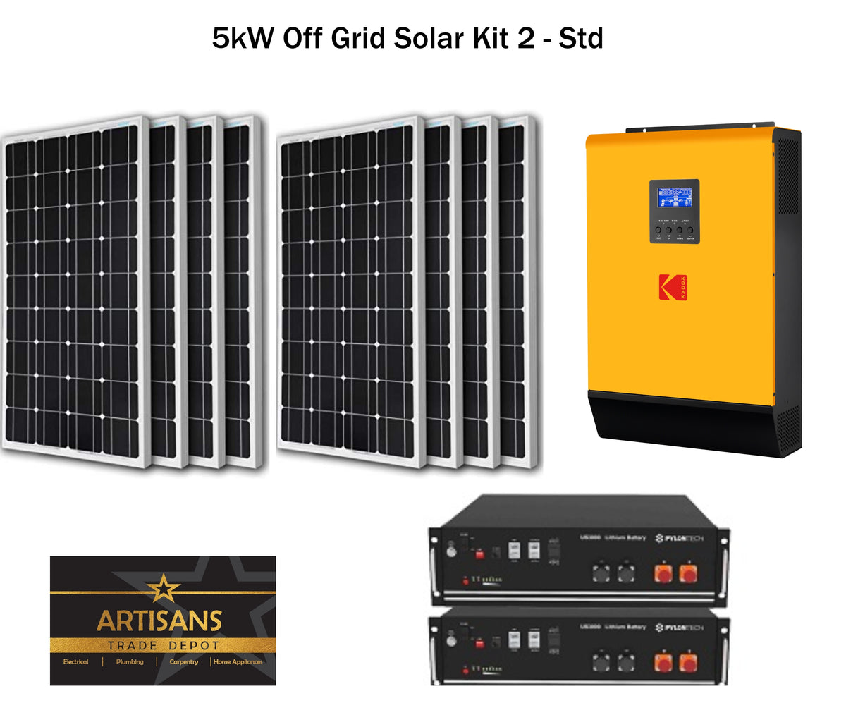 5kw Off Grid Solar Kit 2 Std Pv Panels Inverter And Lithium Ion Ba