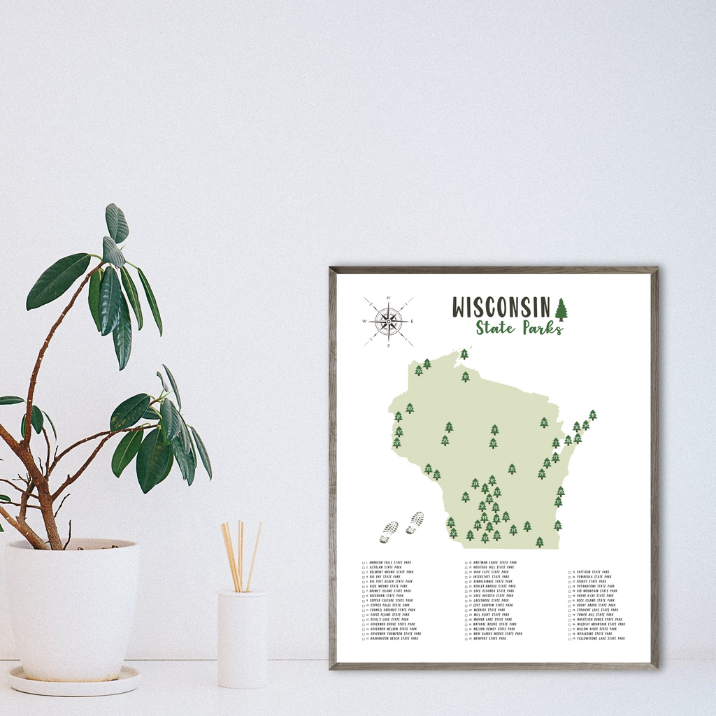 Wisconsin State Parks Map Wisconsin Map Print T For Traveler