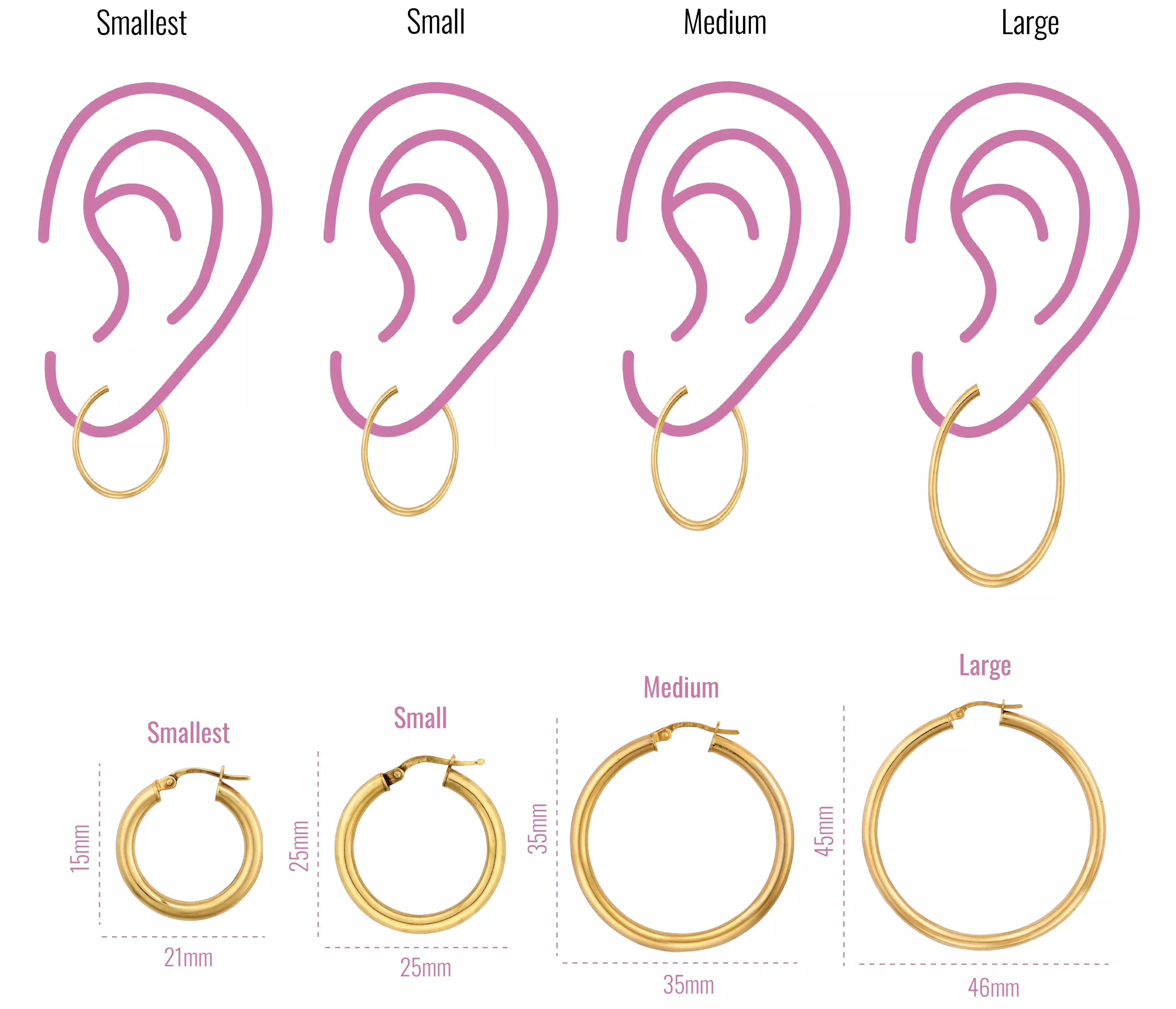 Top More Than 151 Hoop Earring Size Chart Inches Best Esthdonghoadian