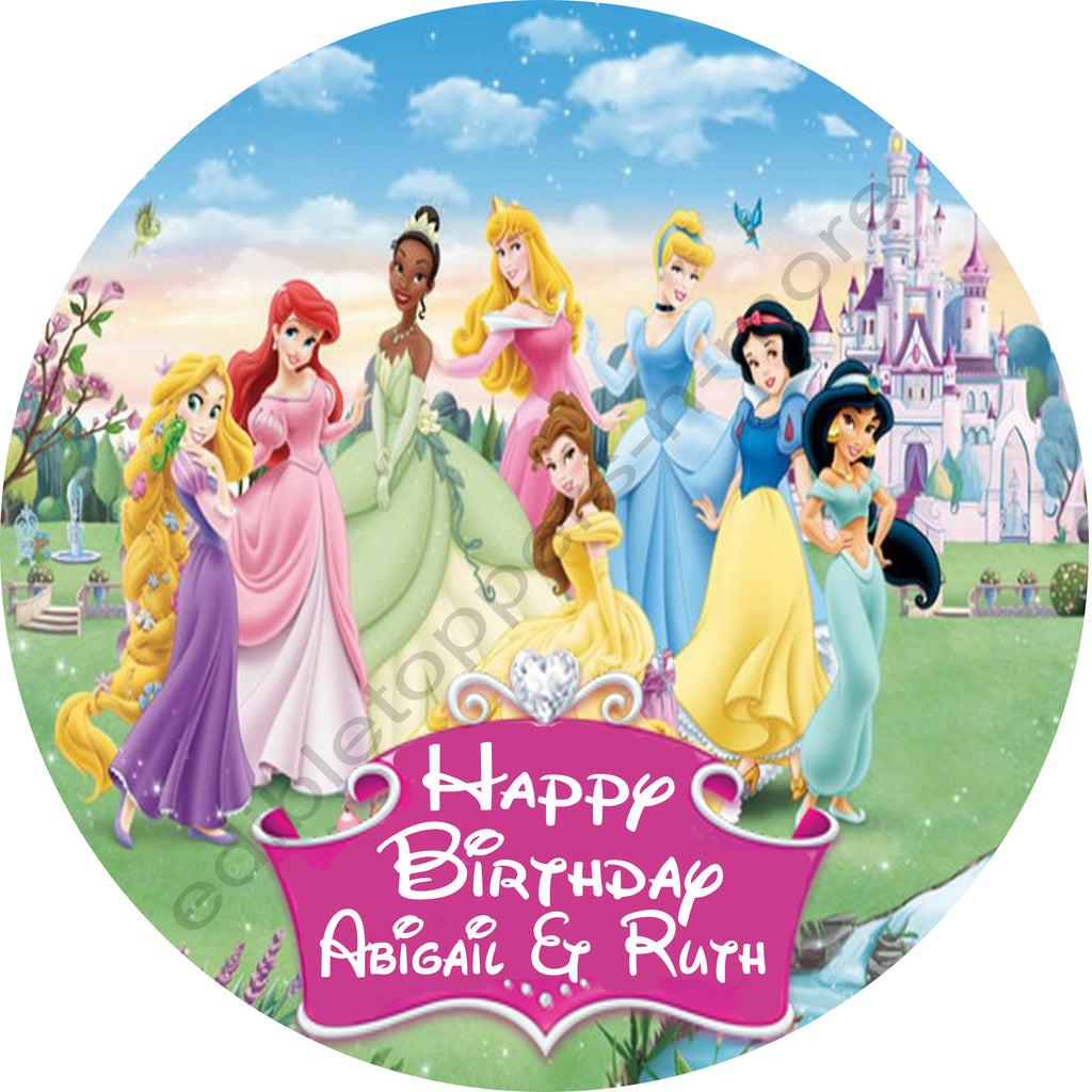 Disney Princesses Personalized Edible Print Premium Cake Toppers Frost