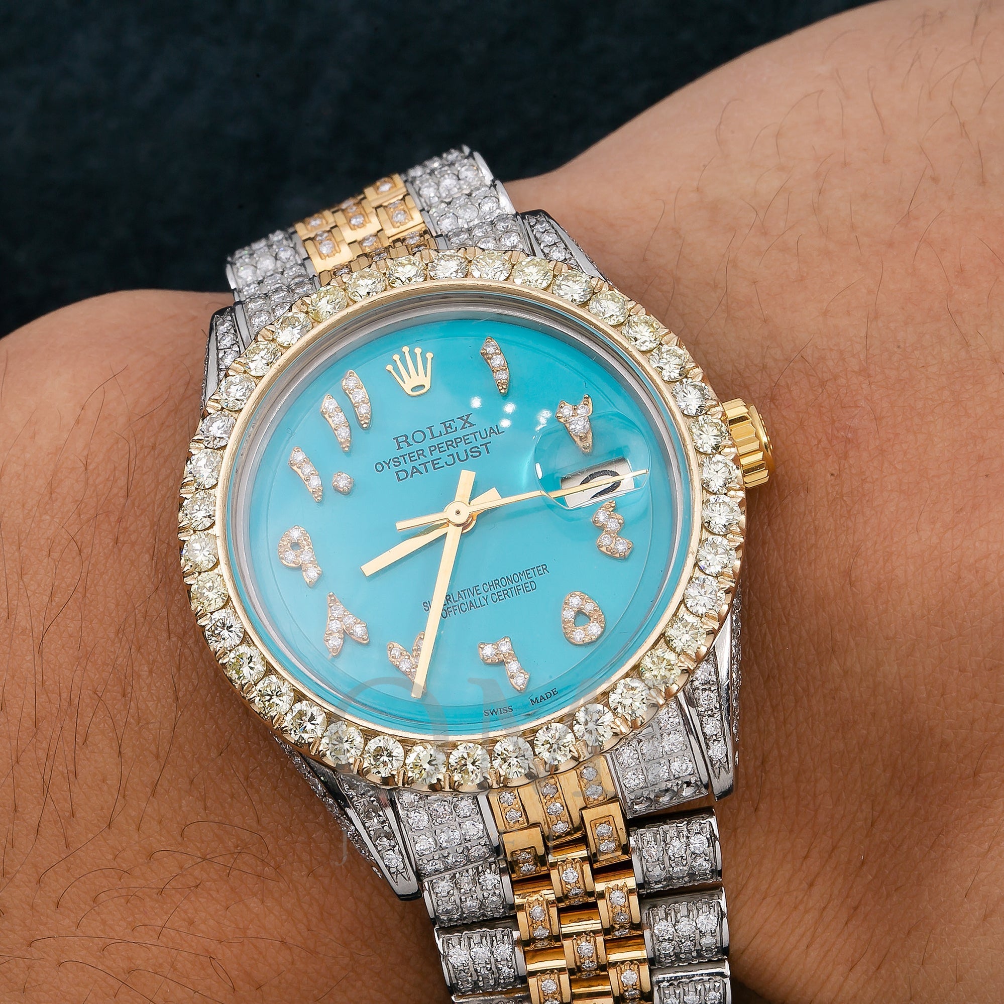 Rolex Datejust 1601 36mm Turquoise Diamond Dial With 875 Ct Diamonds