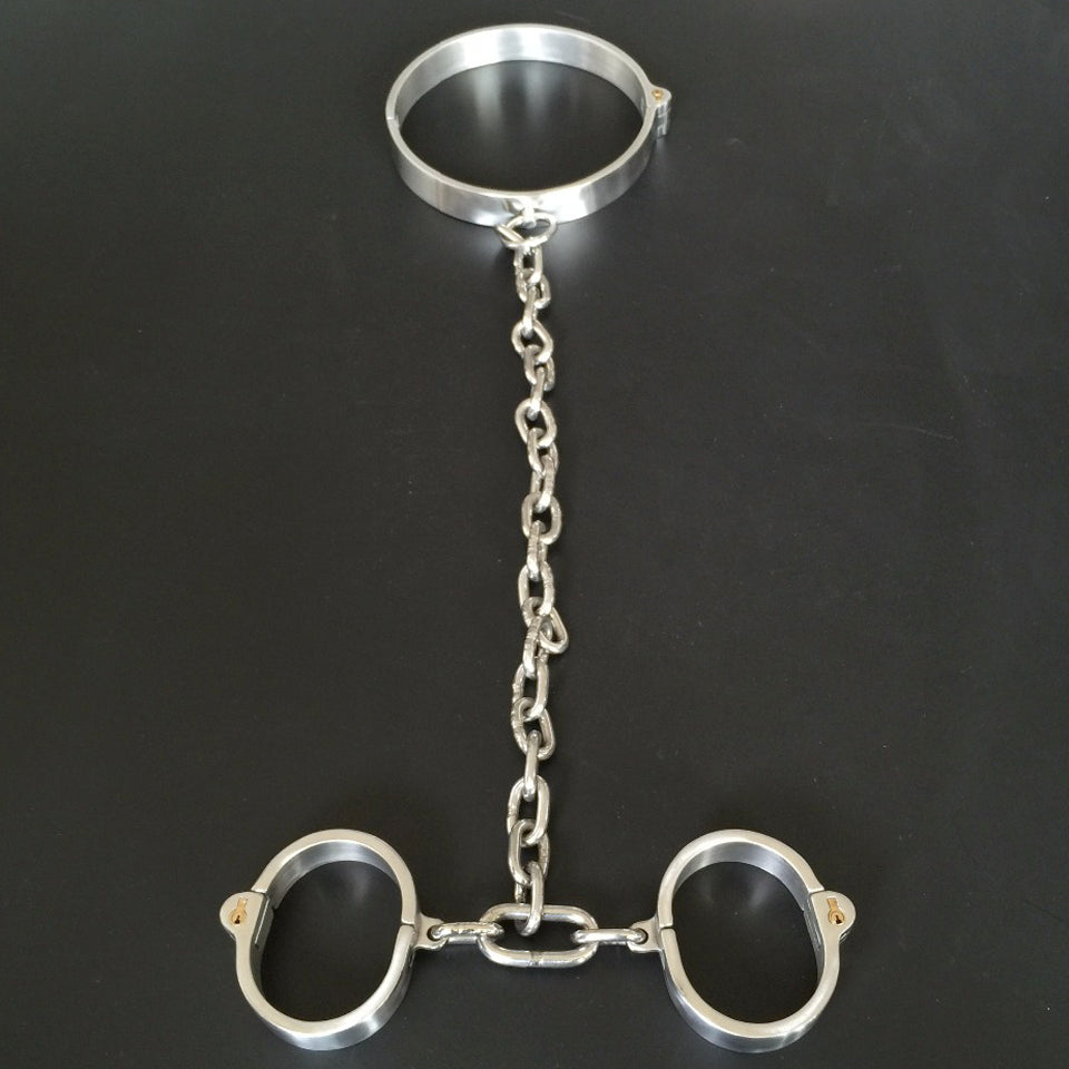 Collar And Wrist Cuffs Heavy Duty Steel Locking Bdsm Collar Store