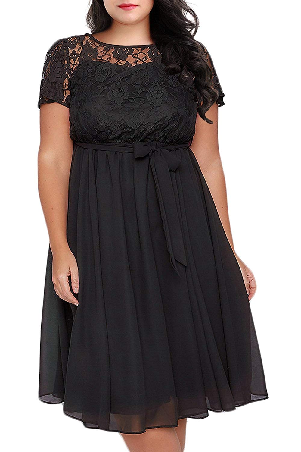 Plus Size Lace And Chiffon Wedding Guest Dresses Angrila