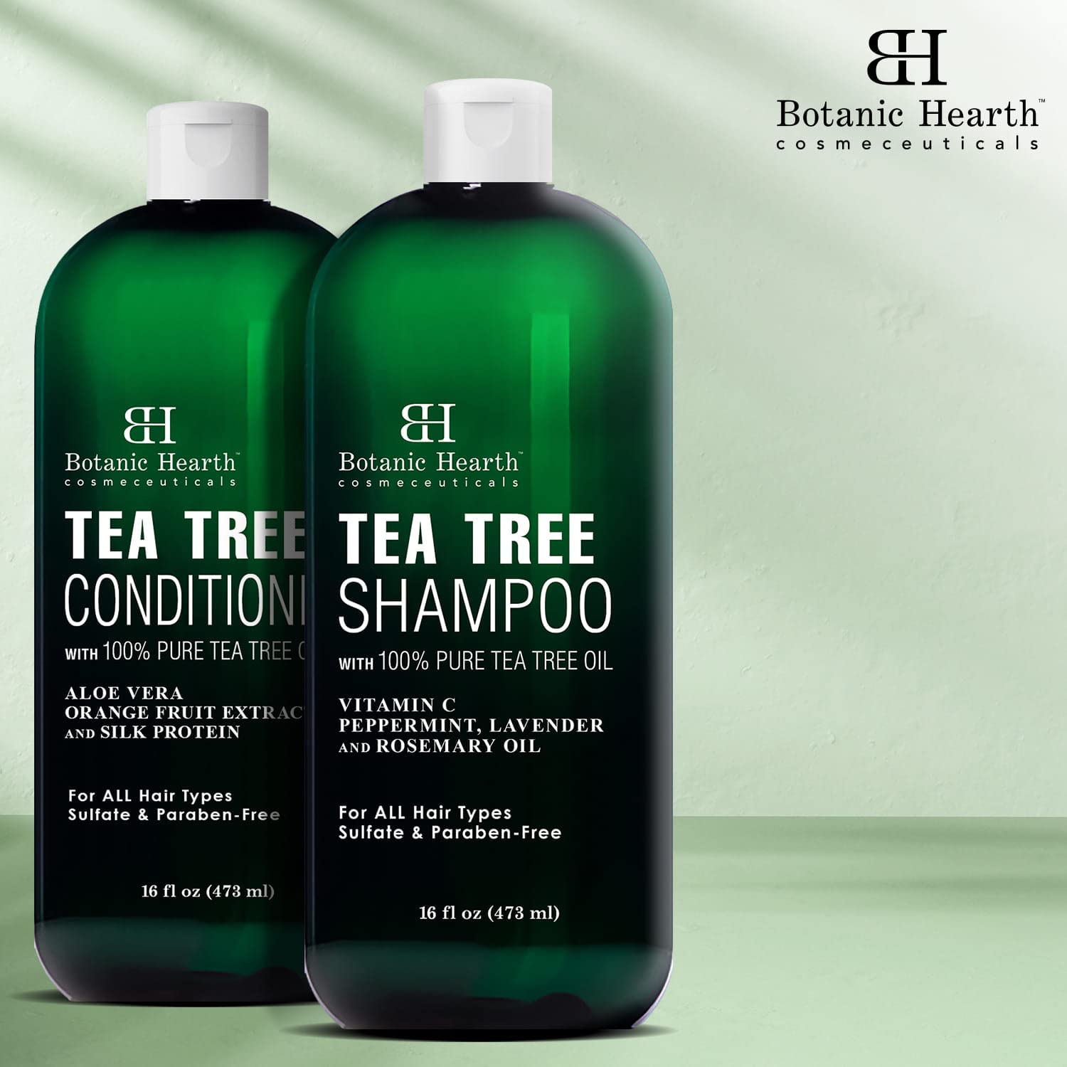 Tea Tree Shampoo And Conditioner Set With Vegan Collagen Botanic Hearth